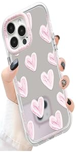 Amazon.com: NITITOP Compatible with iPhone 14 Plus Case Cute Mirror Bow Love Heart Pattern for ...