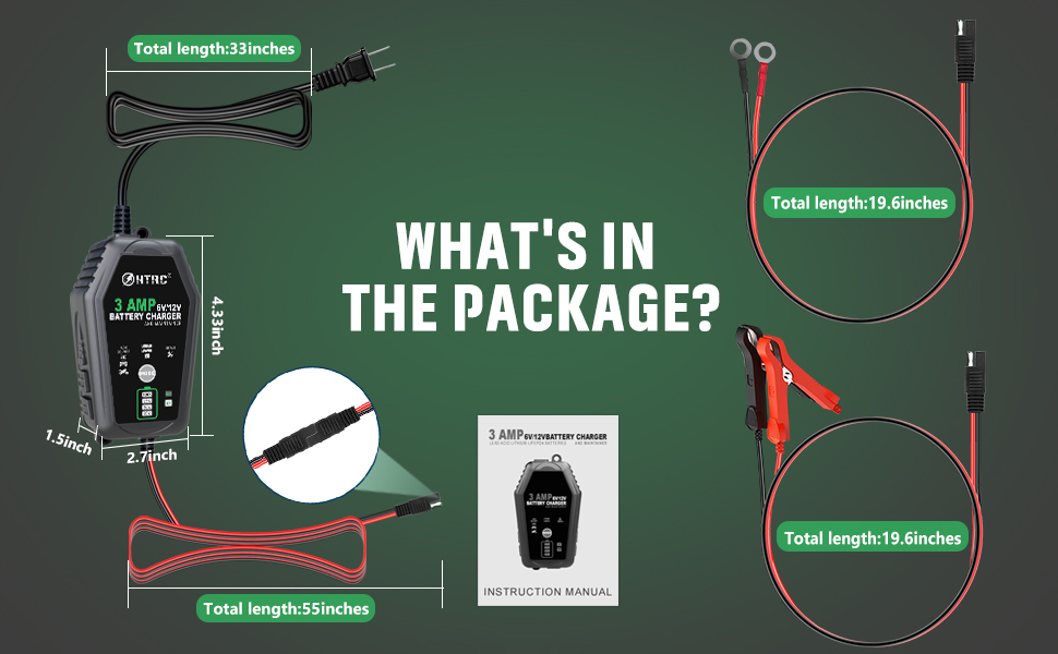 Amazon.com: 3-Amp Car Battery Charger, 6V and 12V Smart Fully Automatic ...