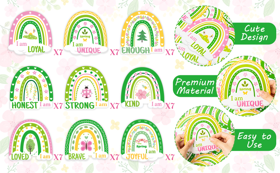 Amazon.com: Yopyame 63pcs Hello Spring Boho Rainbow Motivational ...