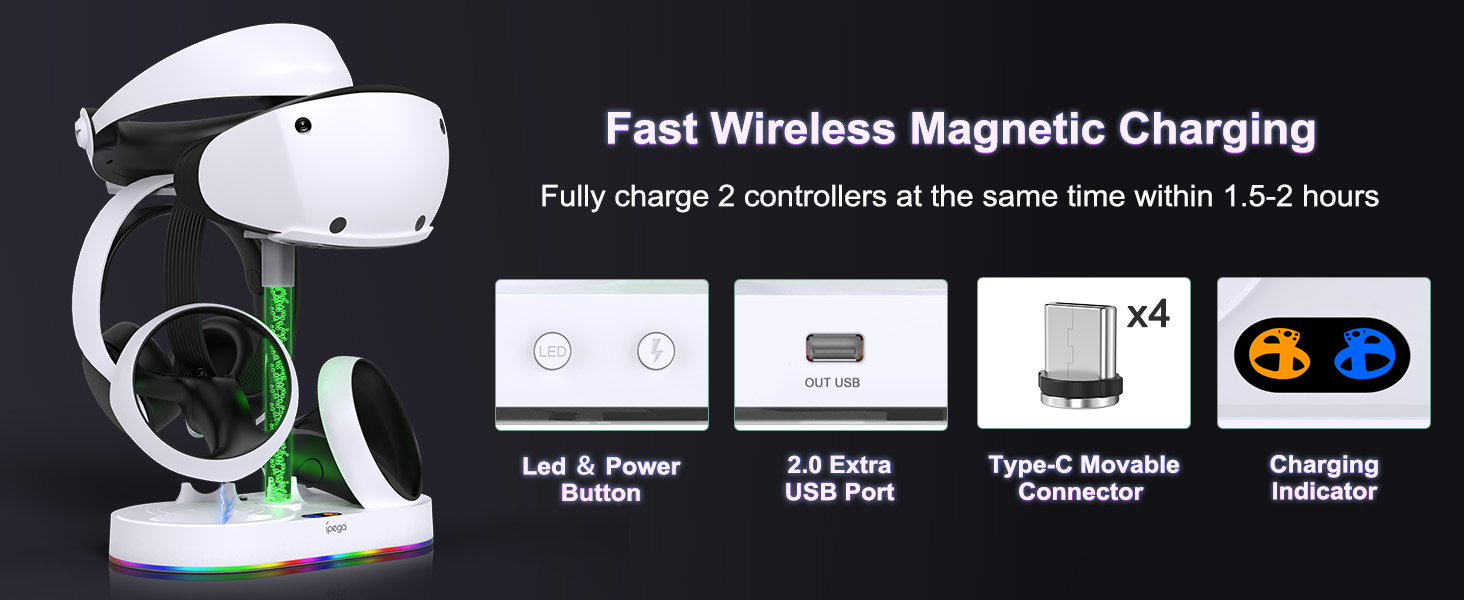 Amazon.com: FASTSNAIL Charging Stand for PlayStation VR2, Multifunction Vertical PS VR2 Headset ...