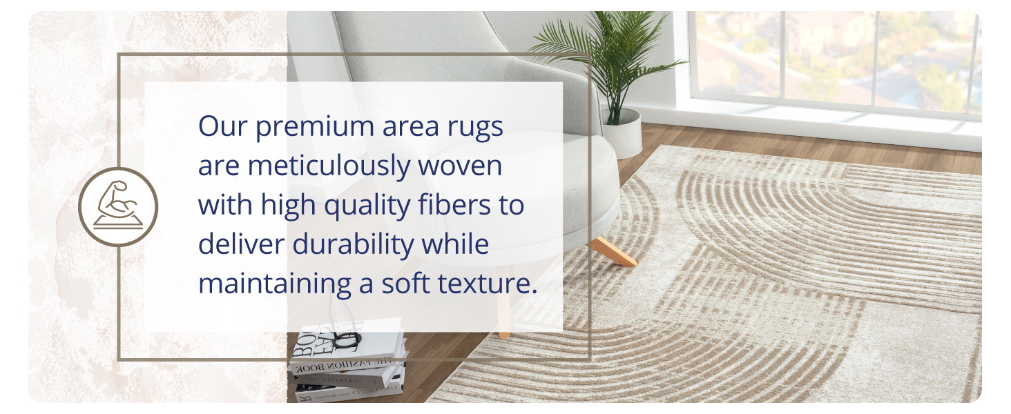 Amazon.com: Abani Cream Area Rug for Living Room, Bedroom -Mid-Century Modern- 8' x 10' -Durable ...