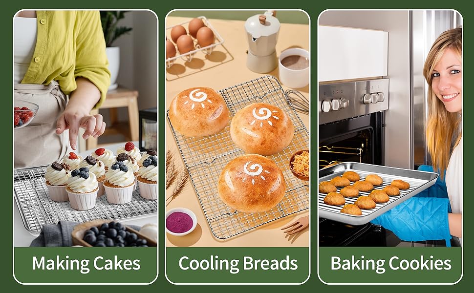 Amazon.com: Baking Sheet Tray with Cooling Rack Set (2 Pans + 2 Racks ...