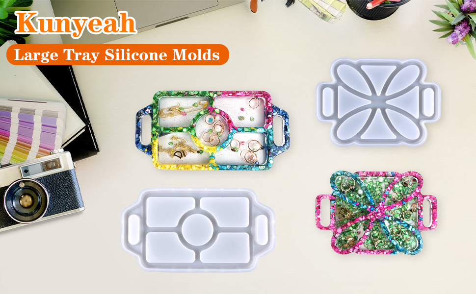 Amazon.com: Tray Silicone Molds with Handle Large Resin Tray Moulds Jewellery Organizer Casting ...