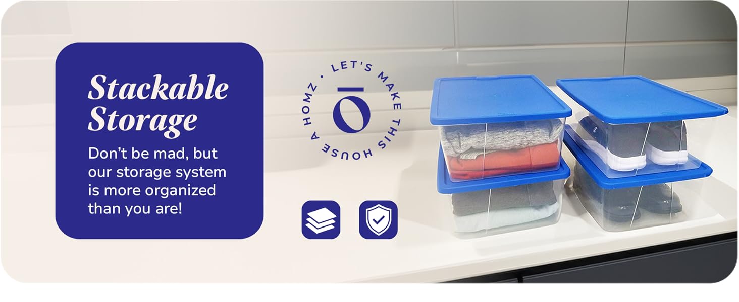 Amazon.com - HOMZ 4 Pack Storage Bins, Clear Plastic Organizing ...