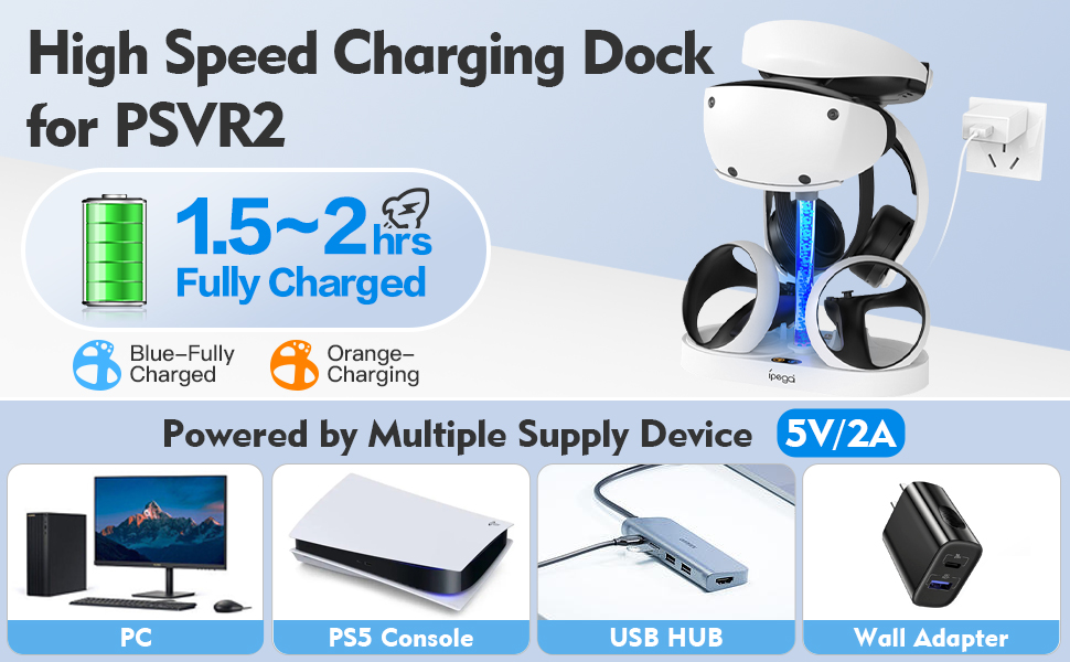 PSVR 2 Charging Station with RGB Light, VR2 Charging & Storage Stand for PS VR2 Controller, 4pcs ...