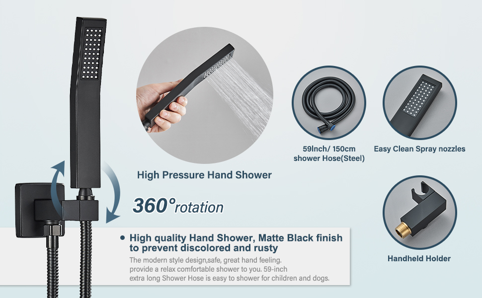 Votamuta Shower Faucet Set Matte Black Shower System,Shower Faucet with 10 Inch Rain Shower Head ...