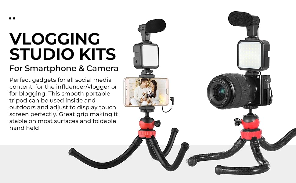 White Isle Flexi Smartphone Vlogging Kit, for Apple & Android, Includes Apple standard cable ...