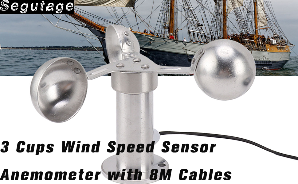Amazon.com : 3 Cups Wind Speed Sensor Anemometer with 8M Cables ...