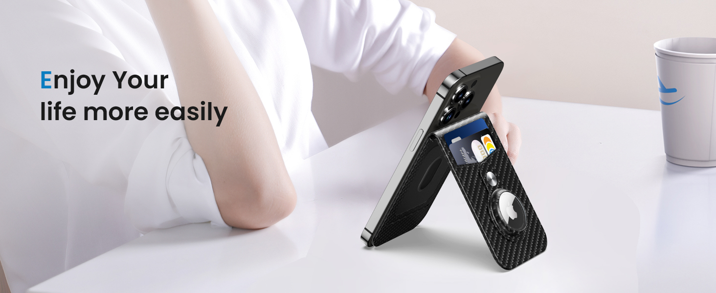 Amazon.com: Kimguard for Magsafe Wallet Stand with Airtag Holder, Strong Magnetic Wallet for ...