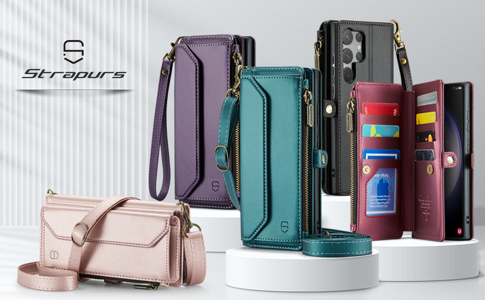 Amazon.com: Strapurs Crossbody Wallet Case Compatible with Samsung Galaxy S23 Ultra 5G RFID ...