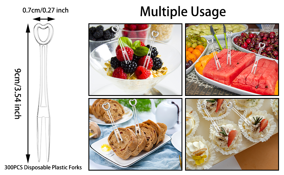 300PCS Disposable Plastic Fruit Forks, YEAJOIN Mini Cake Forks Tasting Appetizer Cocktail Forks ...