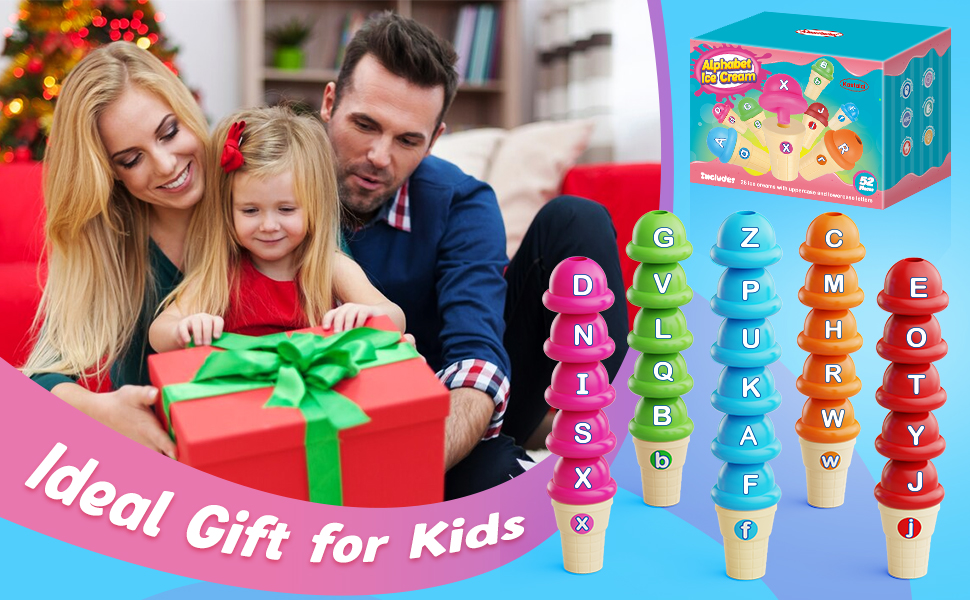 Amazon.com: Kasfalci Alphabet Learning Toys,Ice Cream Toys Play Set,ABC Learning for Toddlers ...