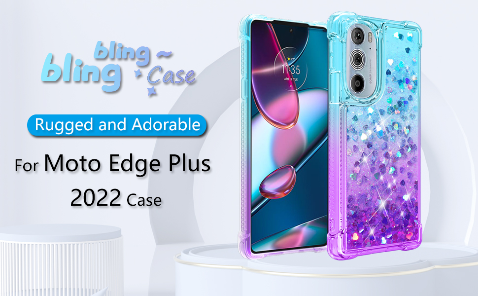 Amazon.com: Guzhthi for Moto Edge Plus 2022 Case: Clear Glitter Flowing Liquid Quicksand ...