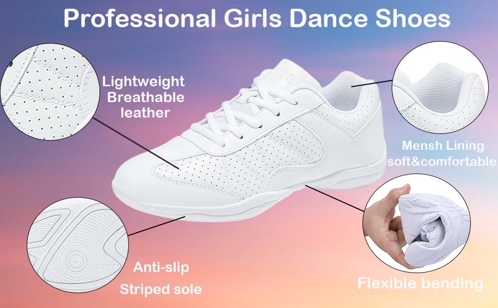 Amazon.com | TUOTOM Girls White Cheerleading Shoes Youth Competition Cheer Sneakers Lightweight ...