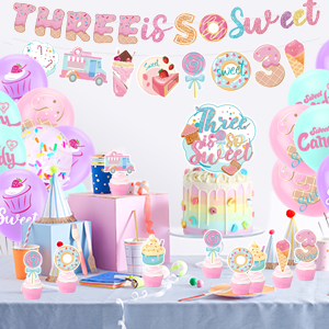 Amazon.com: Three is So Sweet Ice Cream Birthday Party Decorations, Three is So Sweet Party ...