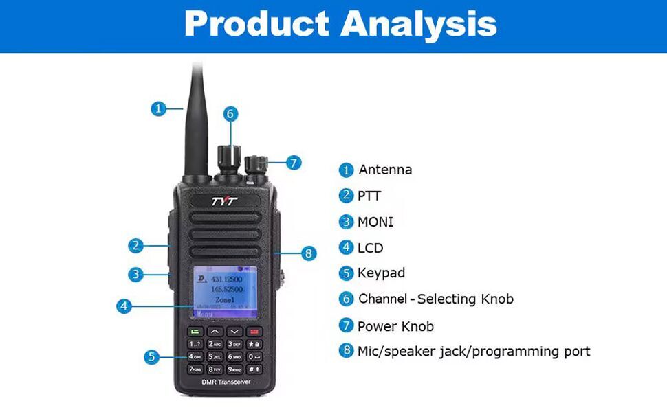 Amazon.com: TYT MD-UV390 Plus 10 Watts High Power with AES256 Encryption DMR UHF VHF IP67 ...