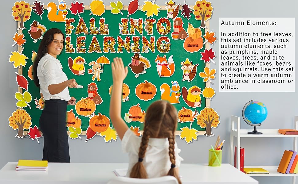 Amazon.com: 60pcs Large Fall Bulletin Board Decorations Set Autumn ...
