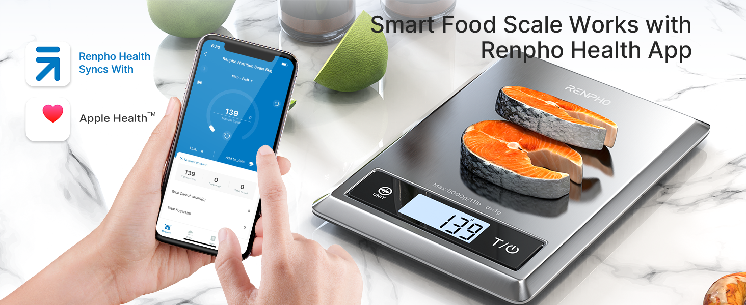 RENPHO Smart Food Scale, Digital Kitchen Scale for Food Ounces and ...