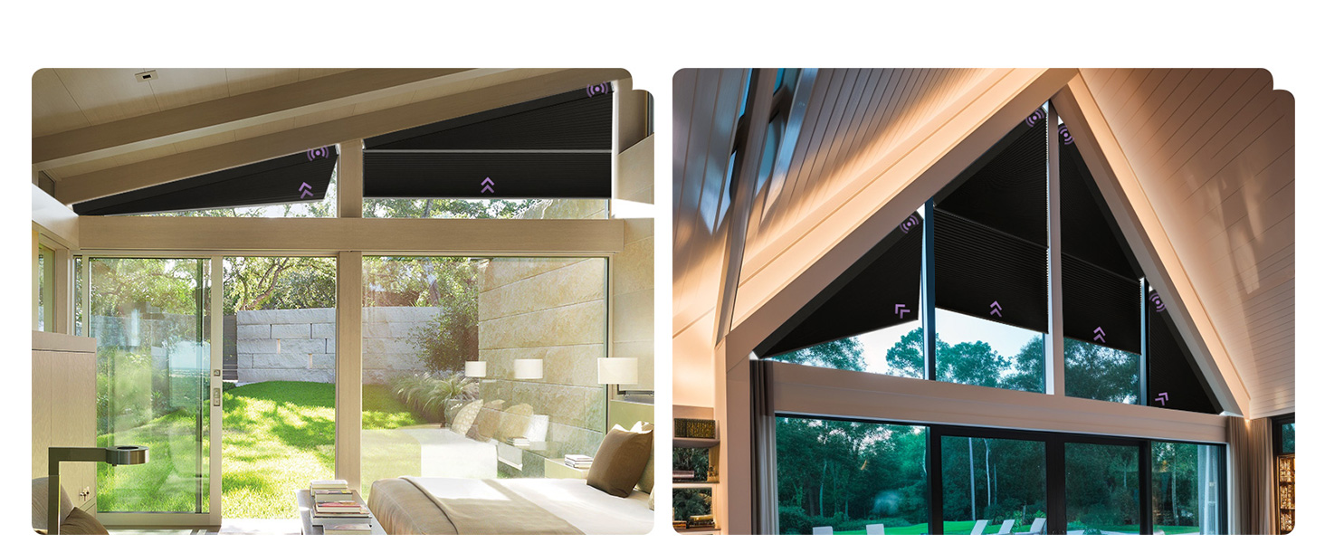 Amazon.com: Graywind Smart Angled Blinds Compatible with Alexa Google Motorized Triangle Shaped ...