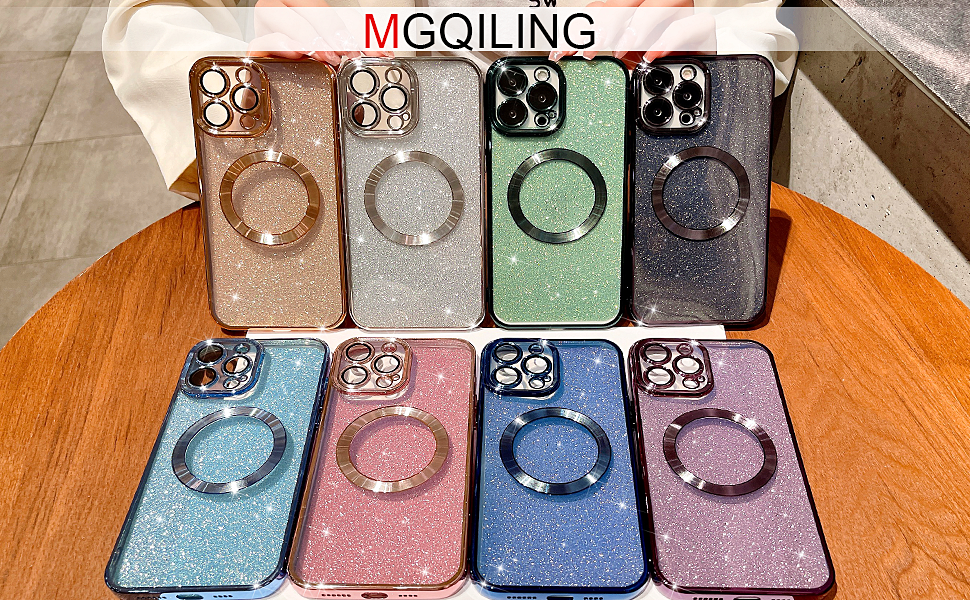 Amazon.com: MGQILING Compatible with iPhone 12 Pro Magnetic Glitter Case, Luxury Plating Cute ...