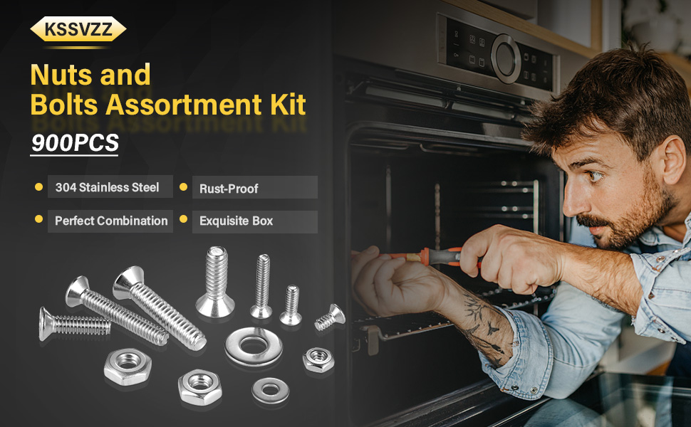 Amazon.com: 900PCS Nuts and Bolts Assortment Kit for Home Projects - Stainless Steel Machine ...
