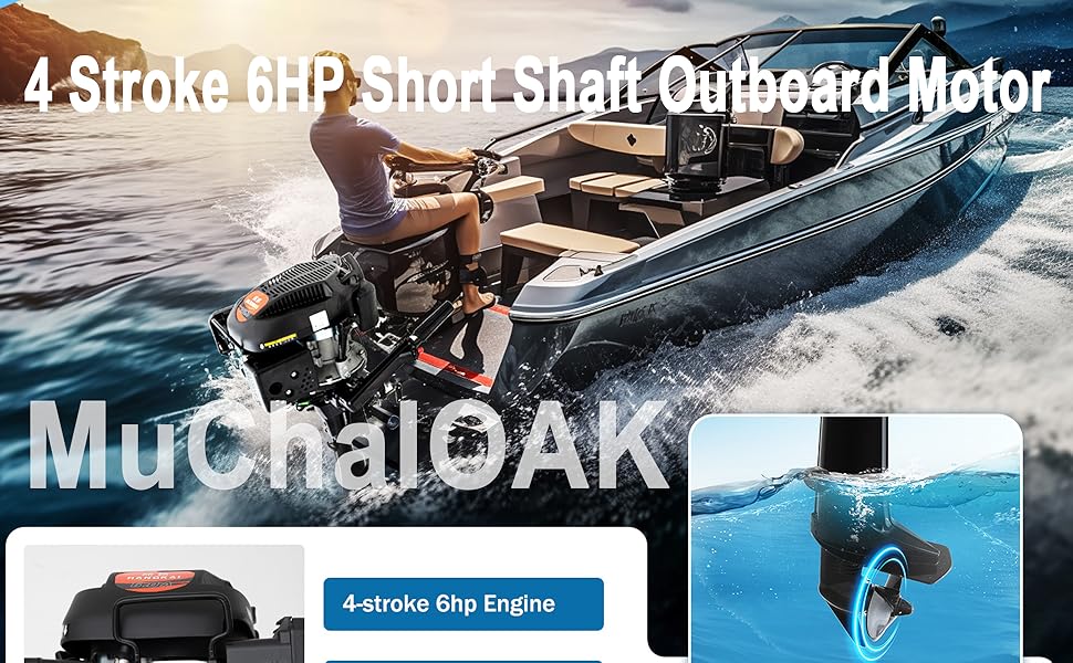 Amazon.com: MuChaIOAK Hangkai 4 Stroke 6HP Outboard Motor, Short Shaft Outboard Motor Heavy Duty ...
