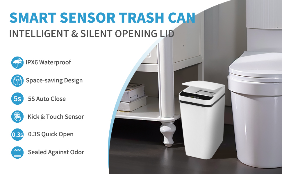 Amazon.com: 2 Pack Automatic Trash Can with Lid & 40Pcs Trash Bags - 3. ...