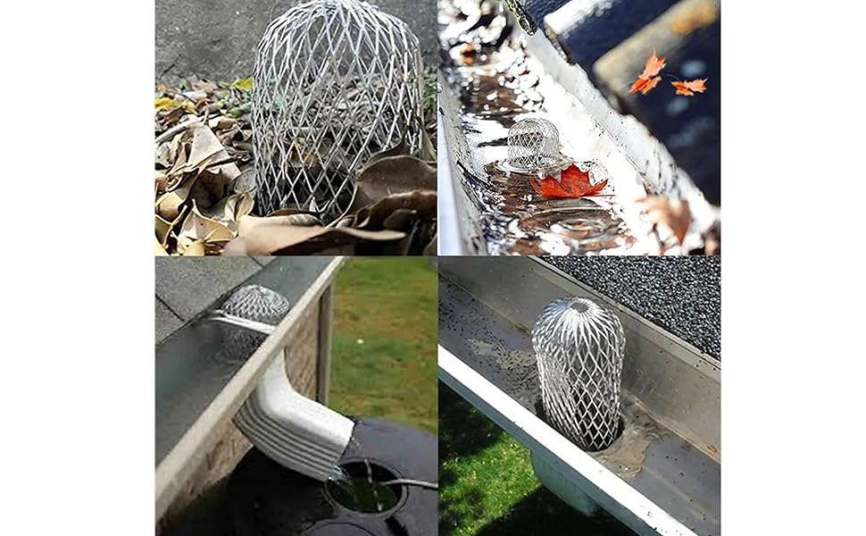 6 Pack Downspouts Gutter Guard Aluminum Filter Strainer, Gutter ...