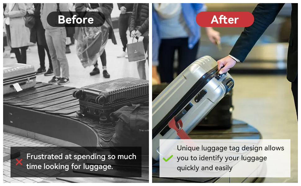 Amazon.com: CPCOIN Luggage Tags for Suitcases 2 Pack Bendable One Piece Bag Tag Long Strip PU ...