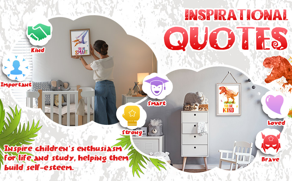 Amazon.com: Dinosaur Wall Art Posters, Watercolor Dinosaur Wall Decor ...