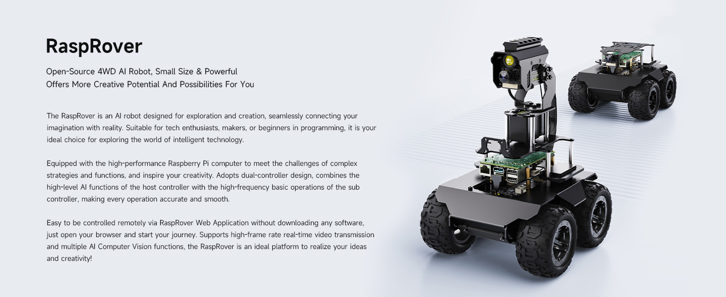 Amazon.com: Waveshare RaspRover Open-Source 4WD AI Robot,Compatible ...
