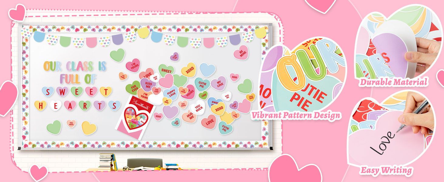 Amazon.com : CPicdn 130Pcs Valentine’s Day Conversation Heart Bulletin ...