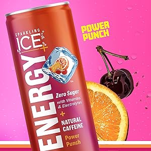 Amazon.com : Sparkling Ice +ENERGY Power Punch Sparkling Water. Energy drinks with Vitamins ...