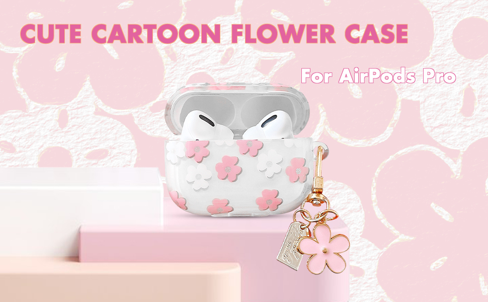 Amazon.com: MINSCOSE Compatible with AirPods Pro Clear Case,Cute Cartoon Flower Pattern Design ...