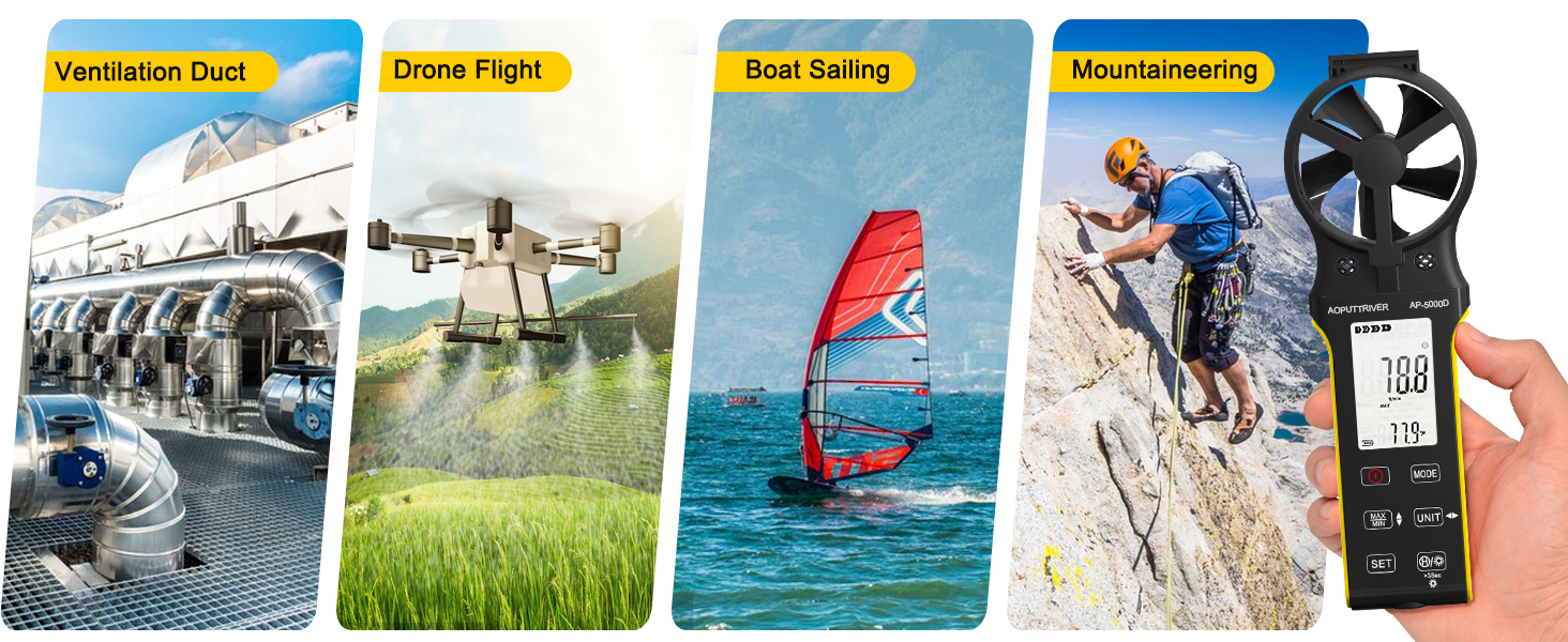 Amazon.com : Rechargeable Air Flow Meter Handheld with Touch Screen, HVAC Anemometer CFM Meter 0 ...