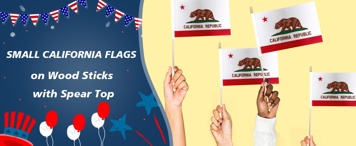 Amazon.com : Pack of 20, Handheld California Flags 5x8 Inch - Small State of California CA Flags ...