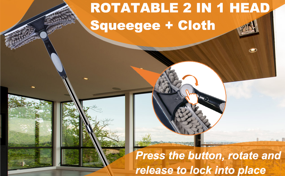 Amazon.com: SINYUM 20+ Feet High Reach 2 in 1 Window Washing Squeegee & Duster with 3-14 ft ...