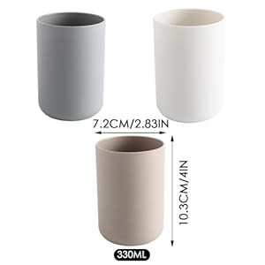 3PCS Bathroom Toothbrush Cup Unbreakable Plastic Tumbler Cup, Reusable ...
