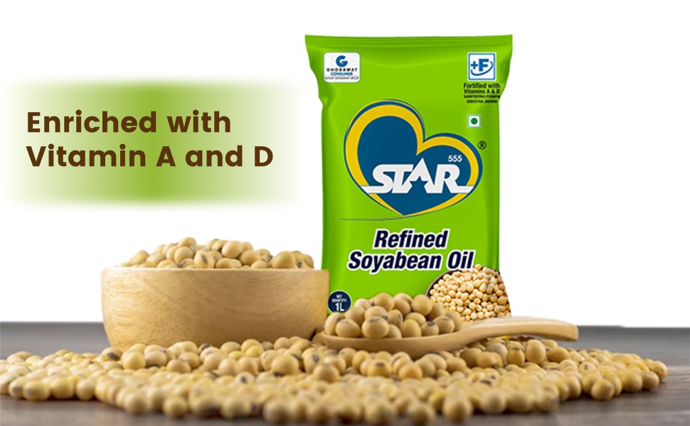 Star555 Refined Soyabean Oil, 1 L x 3 Pouch| Super Lite Advanced | Delicious & Tasty Cooking Oil ...