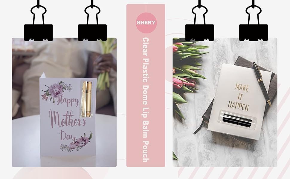 SHERY - Soporte para tarjetas de dinero de plástico transparente para bálsamo labial con cinta ...