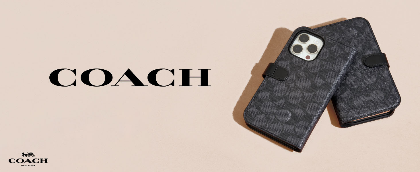 Amazon.com: Coach Signature Canvas Two Piece Detachable Wallet Folio iPhone 15 Pro Case ...