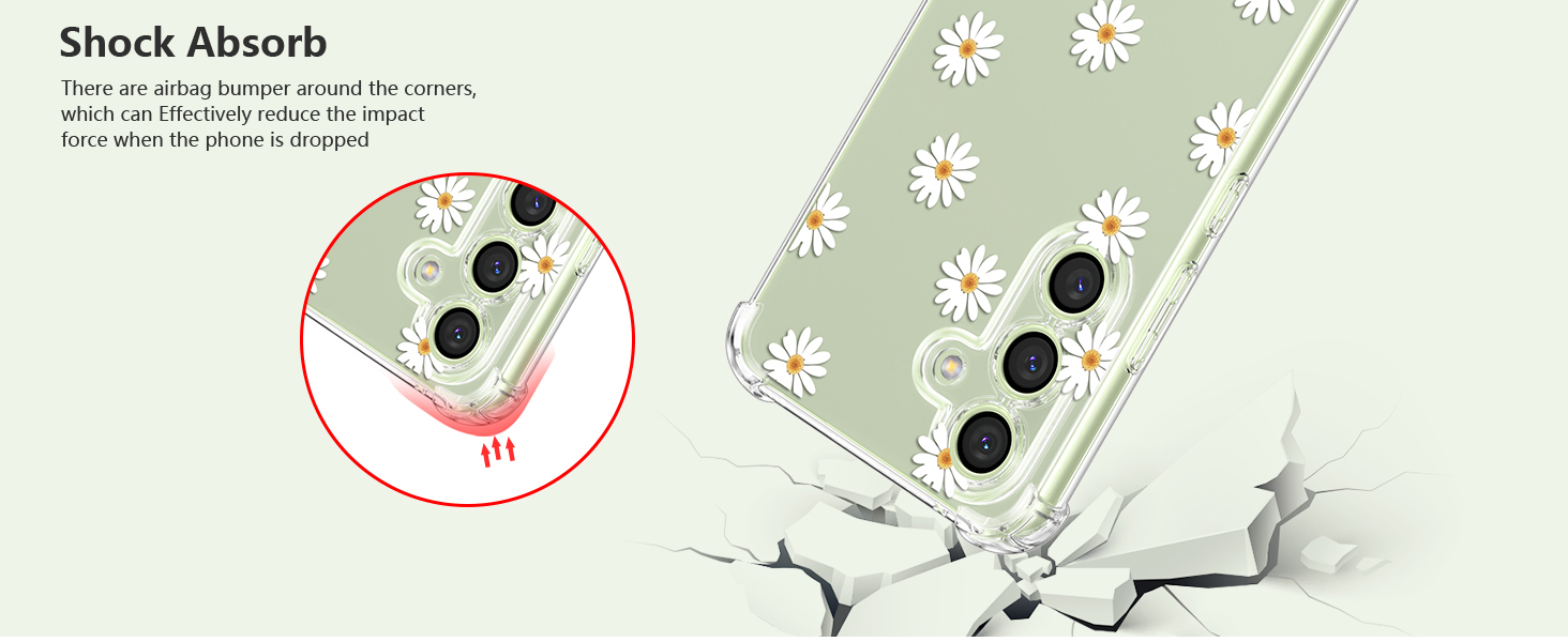 ZTOFERA for Samsung Galaxy S24 Case Clear Cute Flower Pattern for Women Girls Protective ...