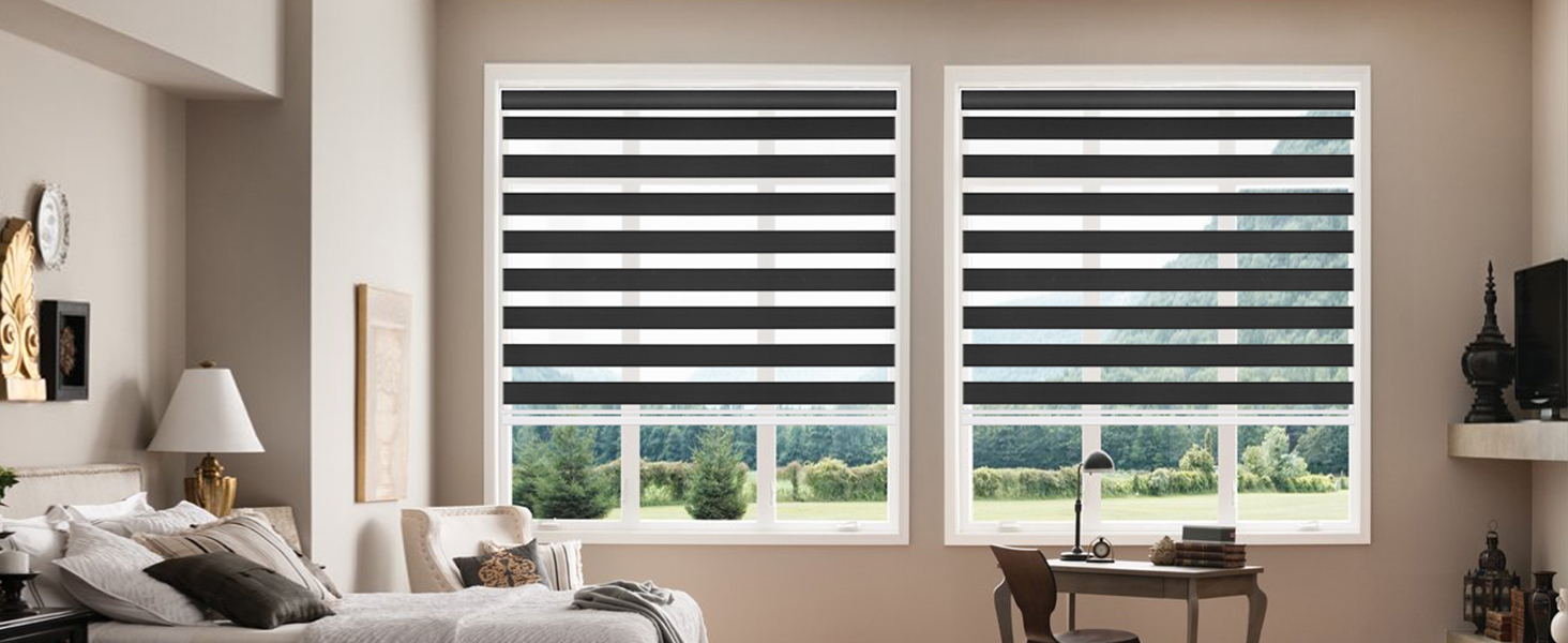 Amazon.com: Changshade Custom Size Cordless Zebra Blinds for Indoor Window, Light Control Dual ...