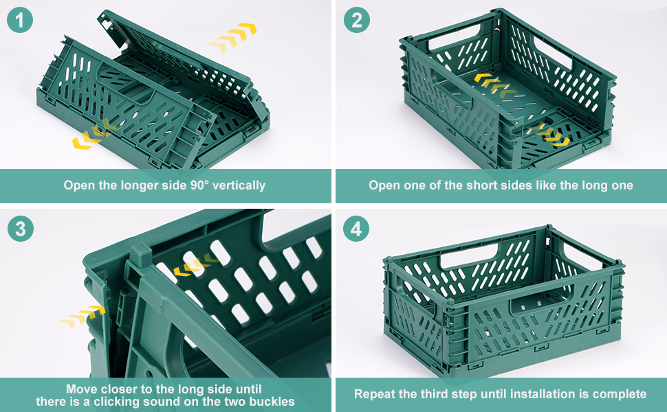 Amazon.com : KKVMKOO 3 Pack Folding Plastic Storage Baskets for Desk ...