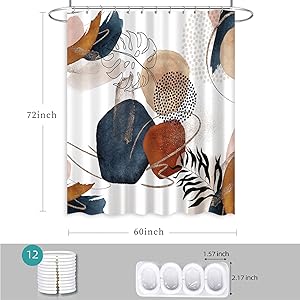 Amazon.com: loyapobo Boho Shower Curtain Abstract Mid Century Colorful Modern Geometric Leaves ...