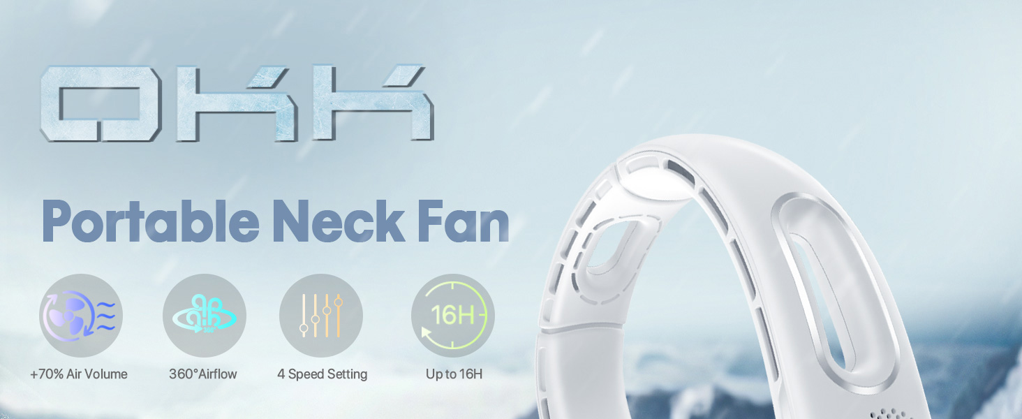 Amazon.com: okk Portable Neck Fan,360 Cooling Neck Fans Portable Rechargeable with 5200mAh ...