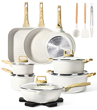 Amazon.com: GiPP Pots and Pans Set Non Stick - 14 Pcs White Granite Kitchen Cookware Sets ...