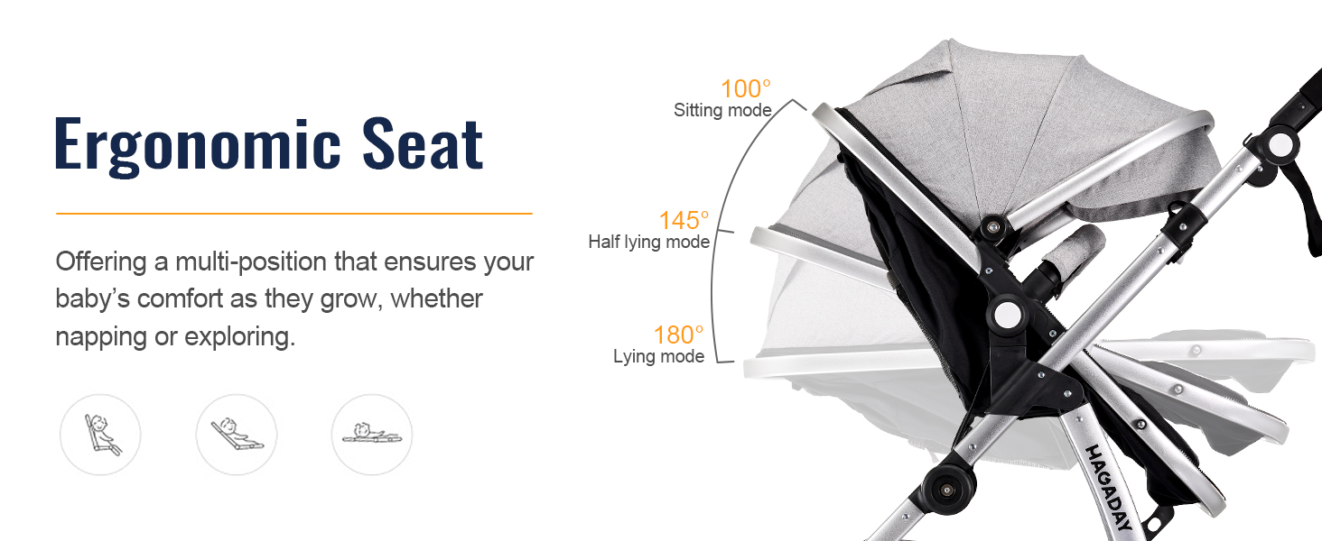 Amazon.com : Hagaday Baby Stroller, 2-in-1 Reversible Toddler Seat with Bassinet Mode, Foldable ...