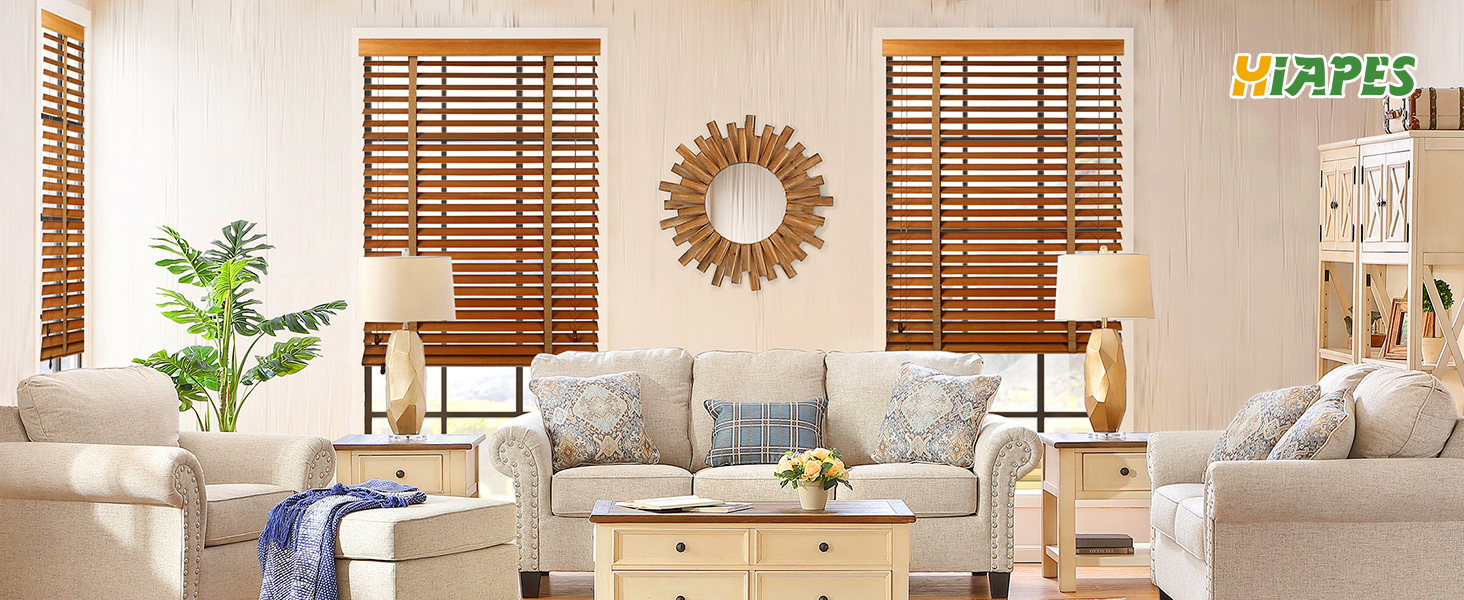 Amazon.com: HIAPES Customizable Wood Blinds for Indoor Windows ...