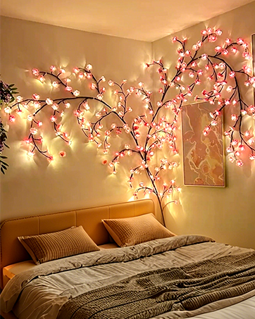 Amazon.com: FNHMSL Cherry Enchanted Willow Vine Lights, 4FT 48LED Pink Cherry Blossom Tree ...